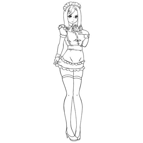 Раскраска Аниме девушка в костюме горничной распечатать раскраски для детей