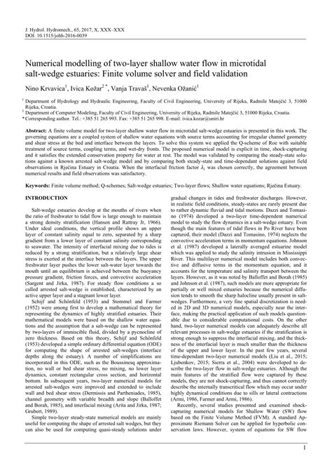 Pdf Numerical Modelling Of Two Layer Shallow Water Flow In Microtidal