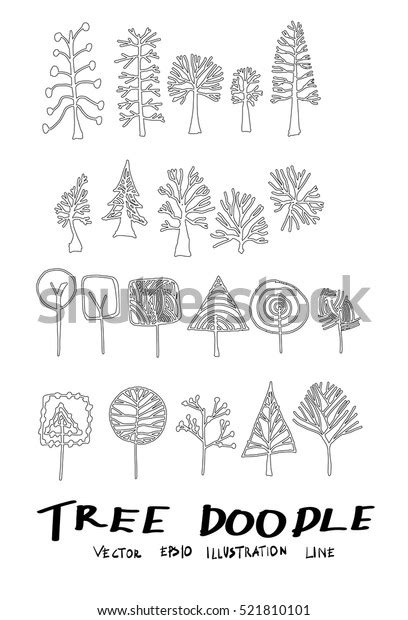 Set Tree Doodles Vector Stock Vector Royalty Free Shutterstock