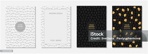 커버 디자인 세트 세로 벡터 템플릿 기하학적 원본 3d 엠보싱 모자이크 패턴 텍스트프레임 0명에 대한 스톡 벡터 아트 및 기타 이미지 Istock