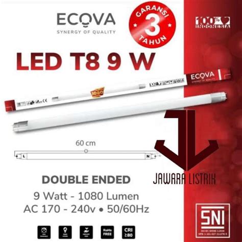 Jual Ecova T Led Lampu Tl Led W W Watt Cm Body Fitting Alumunium Putih Dengan Kap Di