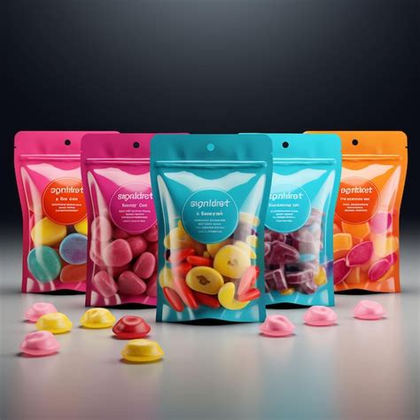 Premium AI Image | a bag of candy candy with a black background.