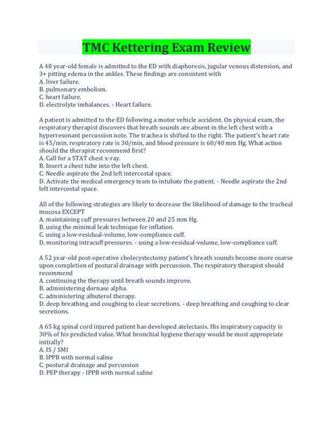 TMC Kettering Exam Review Questions And Answers Latest Update With Complete Solution