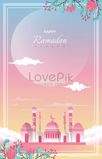 라마단 카림 인사말 카드 모스크 나이트 하늘 벡터 일러스트 무료 다운로드 Lovepik