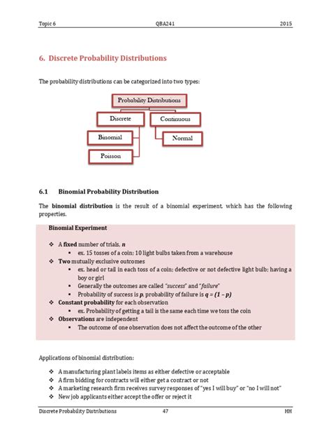 Topic 5 Discrete Probability Binomial And Poisson Distributions Pdf