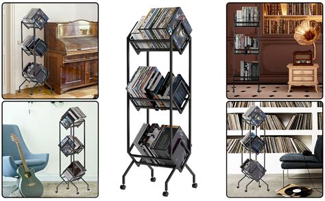 Amazon Bear Qiaqia 3 Tier Vinyl Record Storage Rack Mobile White