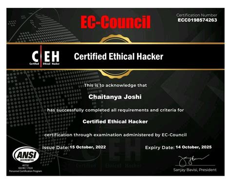 Chaitanya Joshi On Linkedin Cehv12 Certifiedethicalhacker