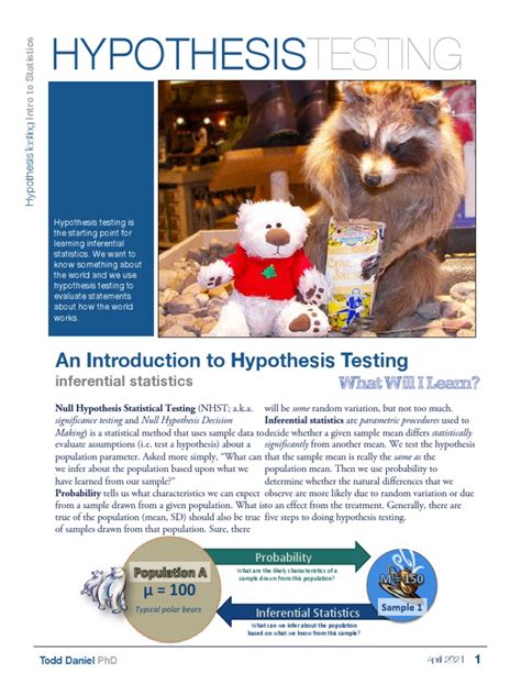 Bear Handout Hypothesis Testing Pdf Type I And Type Ii Errors P Value
