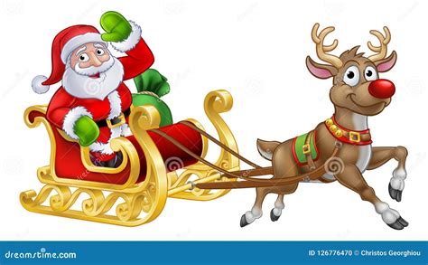 Santa Sleigh Christmas Cartoon Illustration De Vecteur Illustration