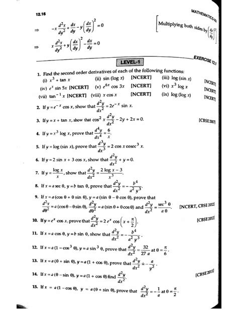 Differentiation Class 12 Maths Ch 5 Pdf
