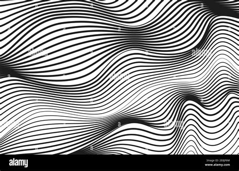 Black Squiggly Lines White Background Abstract Striped Pattern Vector Modern Op Art Design