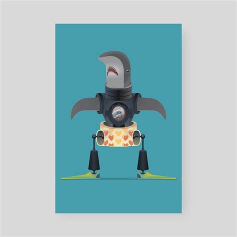 Great White Shark Robot Hybrid An Art Print By Daniel Gill Inprnt