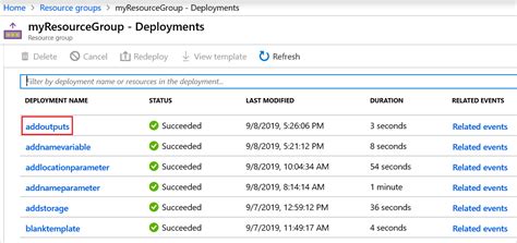 Учебник Добавление выходных данных в шаблон Azure Resource Manager