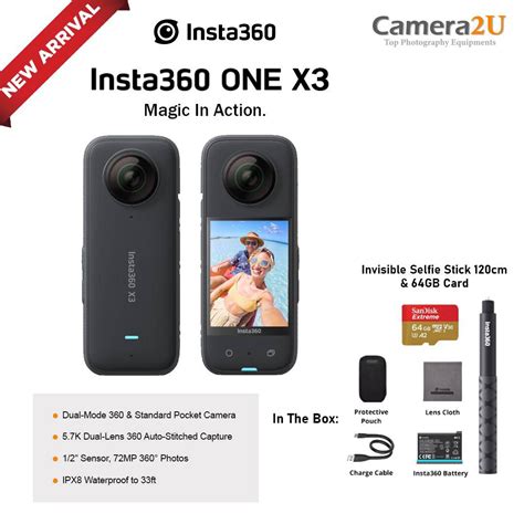 Insta ONE X K Video MP Pocket Camera Action Cam Invisible Selfie Stick GB