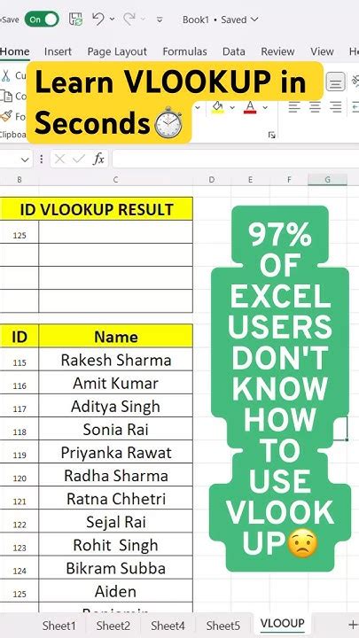 How To Use Vlookup In Excel In Seconds Excel Ytshorts Viralvideo Learn Exceltips Vlookup