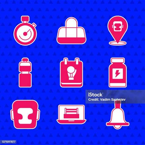 설정 복싱 장갑 반지 벨 에너지 음료 헬멧 피트니스 셰이커 스톱워치 아이콘 벡터 가죽에 대한 스톡 벡터 아트 및 기타 이미지 Istock