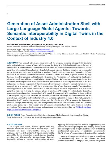 Pdf Generation Of Asset Administration Shell With Large Language Model Agents Towards