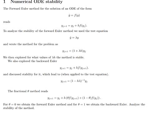 Solved 1 Numerical Ode Stability The Forward Euler Method