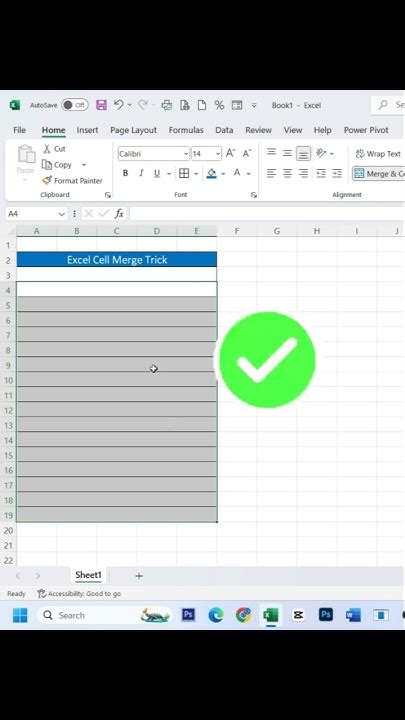 excel cell marge tips in 10 sec excelshorts exceltricks cellmerge exceltutorial
