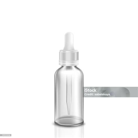 사실적인 에센셜 오일 또는 얼굴 세럼 유리 병 모형 화이트 캡 3차원 형태에 대한 스톡 벡터 아트 및 기타 이미지 3차원 형태 건강 진단 건강관리와 의술 Istock