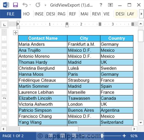 Export Gridview To Word Excel Pdf Csv Formats In Aspnet