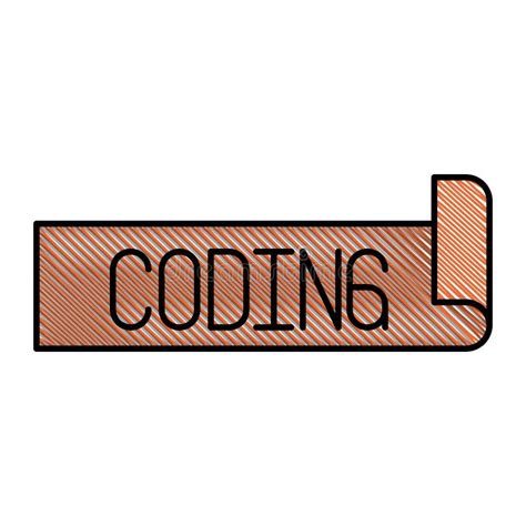 Colored Pencil Silhouette Label Text Of Coding Stock Vector