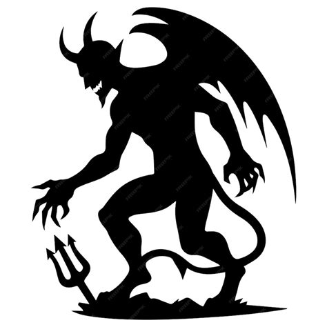 Hand Drawn Devil Silhouette Premium Ai Generated Vector