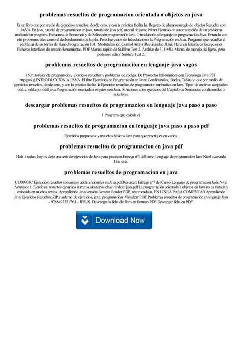 pdf problemas resueltos de programacion en java pdf resueltos de