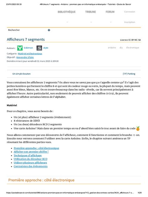 Afficheurs 7 Segments Arduino Premi Pdf
