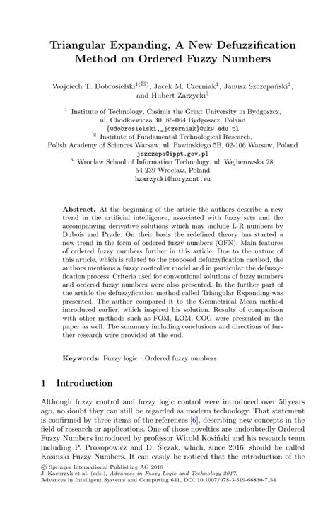 pdf triangular expanding a new defuzzification method on ordered fuzzy numbers