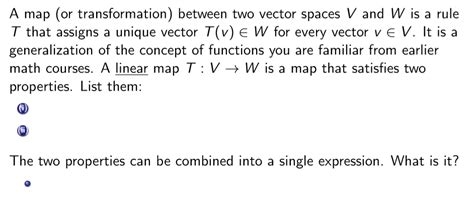 solved a map or transformation between two vector spaces v
