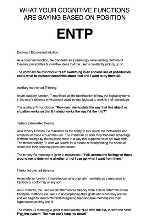 What The Entp Cognitive Functions Say Based On Position Scrolller