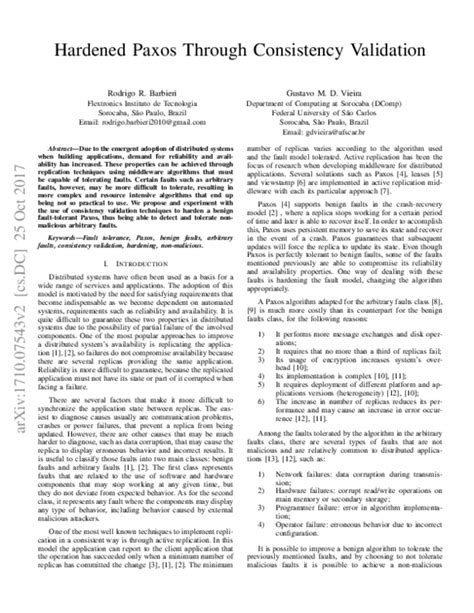 Pdf Hardened Paxos Through Consistency Validation