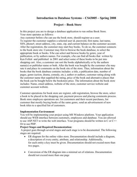 Introduction To Database Systems Cs43005 Spring 2007