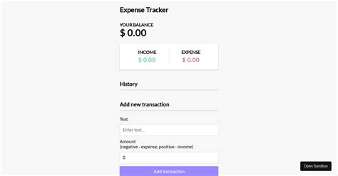 expense tracker react codesandbox