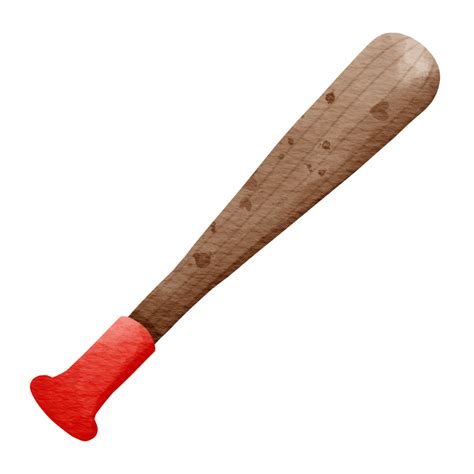 Isolated Cute And Colorful Wood Baseball Bat In Watercolor Style And