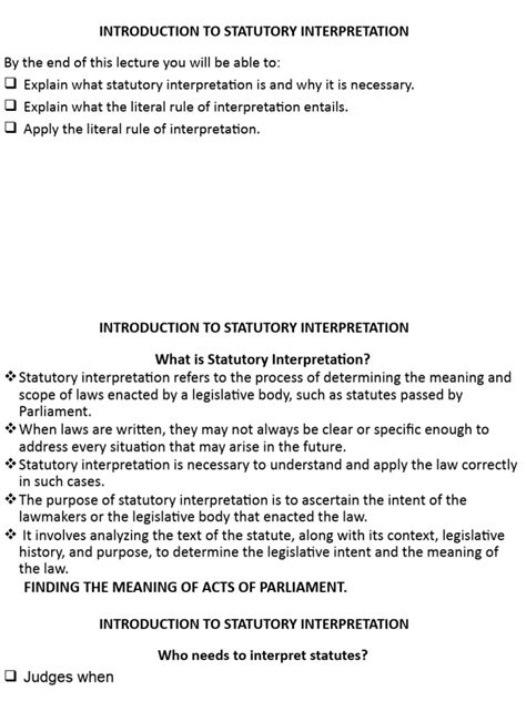 Introduction To Statutory Interpretation Pdf Statutory Interpretation Plain Meaning Rule