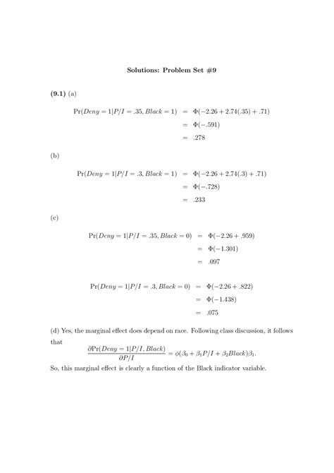 Solutions To Problem Set 9 Introduction To Econometrics Econ 371