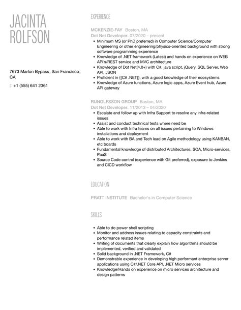 Dot Net Developer Resume Samples Velvet Jobs