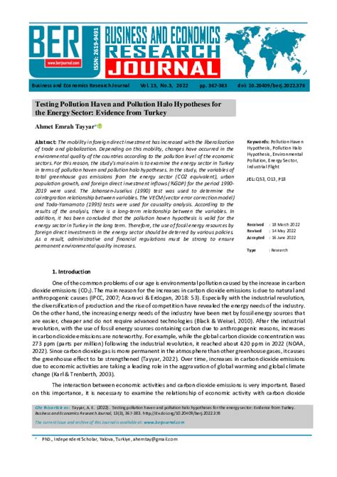 Pdf Testing Pollution Haven And Pollution Halo Hypotheses For The