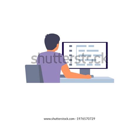 Man Programmer Software Developer Working On Stock Vector Royalty Free 1976570729