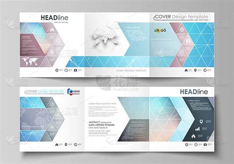 可编辑布局的极简矢量插图。两个现代创意封面设计模板的方形小册子或传单。分子结构。科学、技术的概念。多图片 其他图片图片素材 花瓣网