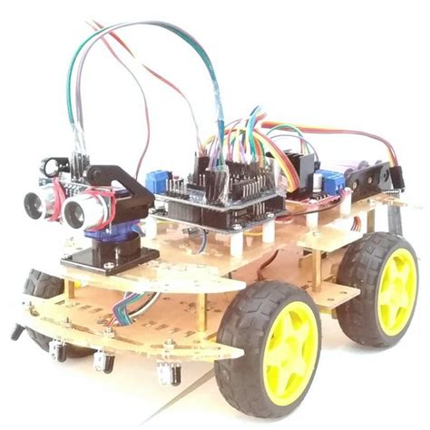 Arduino 4輪避障車 循跡自走車 提供程式下載 台灣杜邦線uno開發板及擴板超音波循跡伺服馬達雲台電池盒 蝦皮購物