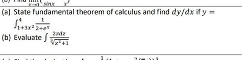 a state fundamental theorem of calculus and find dy dx if y ∫1 3x24 2