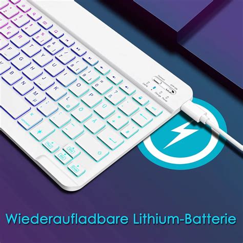 Fintie Bluetooth Keyboard With 7 Colour Backlight Ipad Keyboard With German Layout Theshop Pk