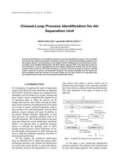 Pdf 10 Closed Loop Process Identification For Air Separation Unitno2310 Closed Loop