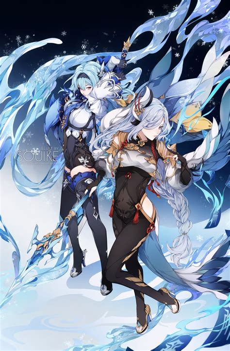 Eula And Shenhe By Souike Rchurchofeula