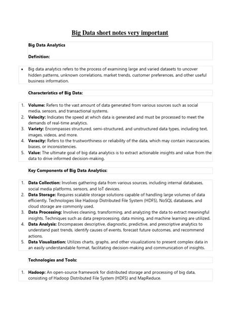 Big Data Outline Notes Pdf Big Data Analytics