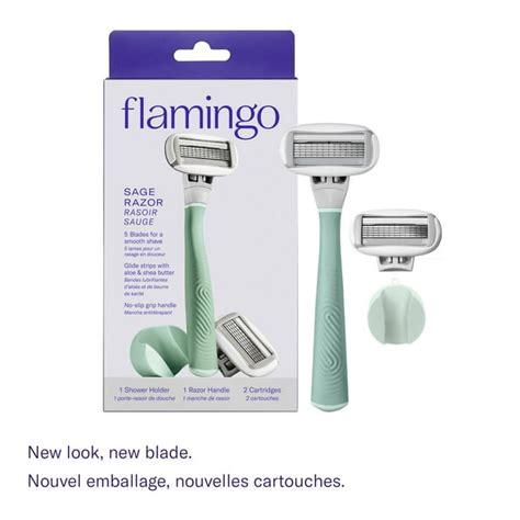 Flamingo 5 Blade Womens Razor 1 Razor Handle 2 Razor Blade Refills