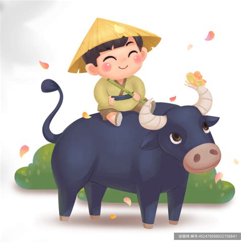 2022绿色清明节插画牧童骑牛落叶林间psd下载编号452479598022758841 设图网